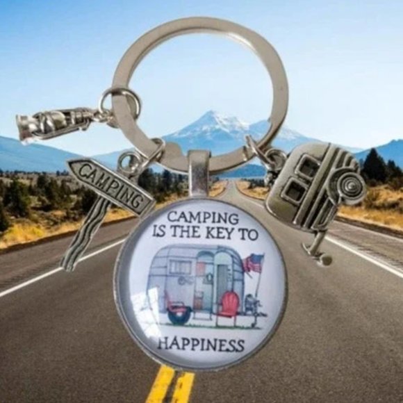 Accessories | 4 Keychains Keyrings Camping Is The Key To Happiness Usa ...